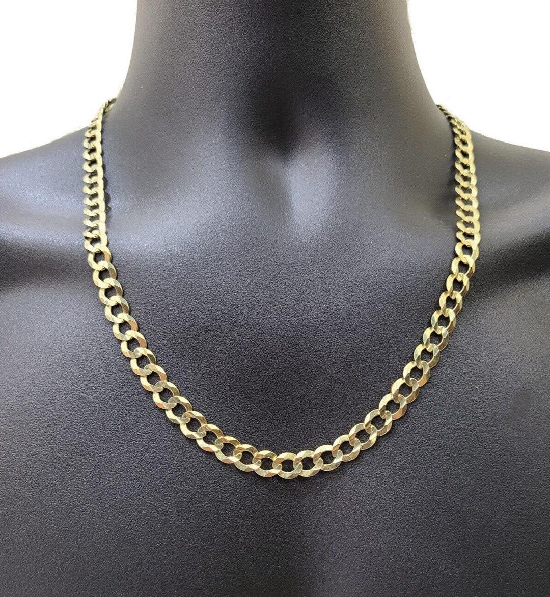 10k Solid Yellow Gold Cuban Curb Link Chain 8.5mm Necklace 24'' Lobster ...