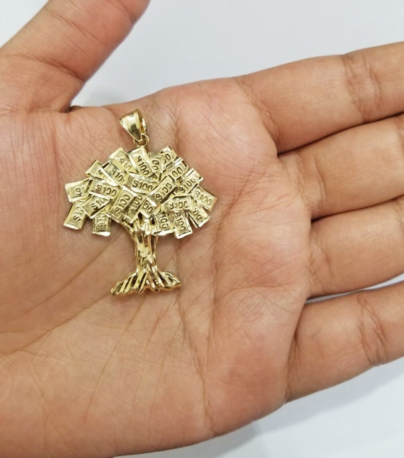 Real 10k Gold Money Tree Charm 1.7 Inch Pendant 10kt Yellow Gold - Etsy