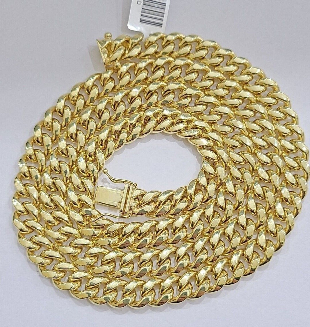 Real 10K Yellow Gold Miami Cuban Chain 8mm Necklace 18-30'' Inches Box ...