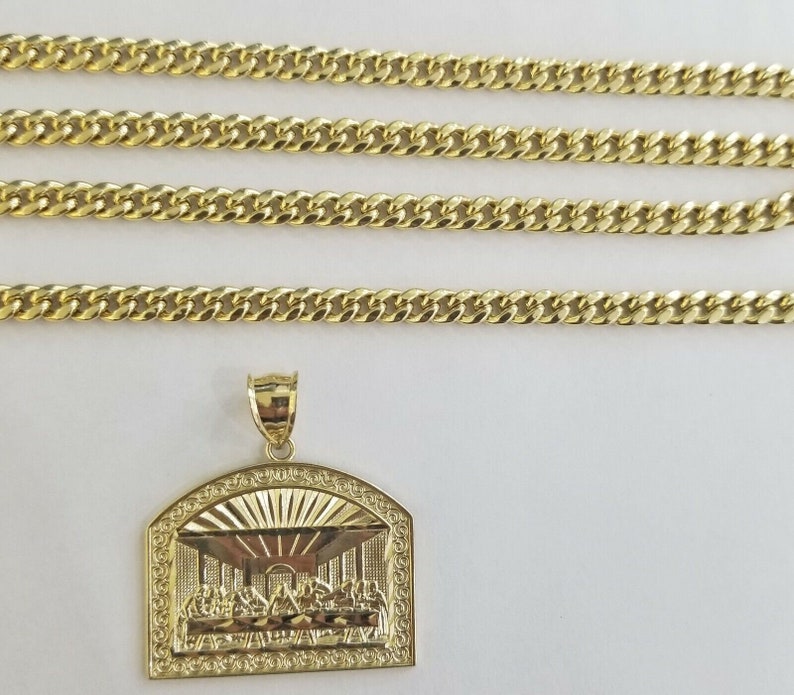 10k Last Supper Charm Miami Cuban Chain 24inch 5mm 10kt Gold - Etsy