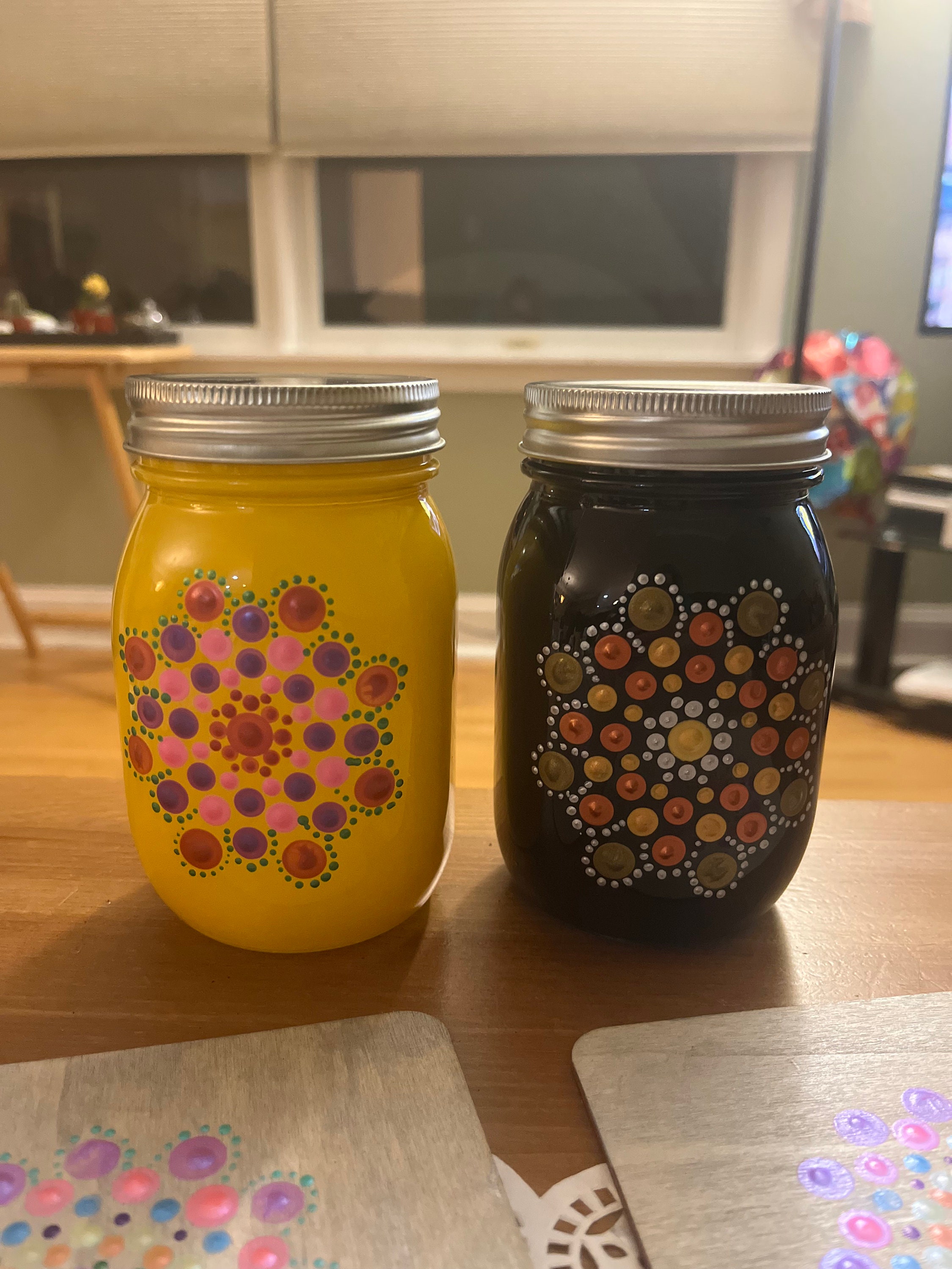 Customized Mandala Acrylic Painted Mason Jars With 2" Succulent - Etsy