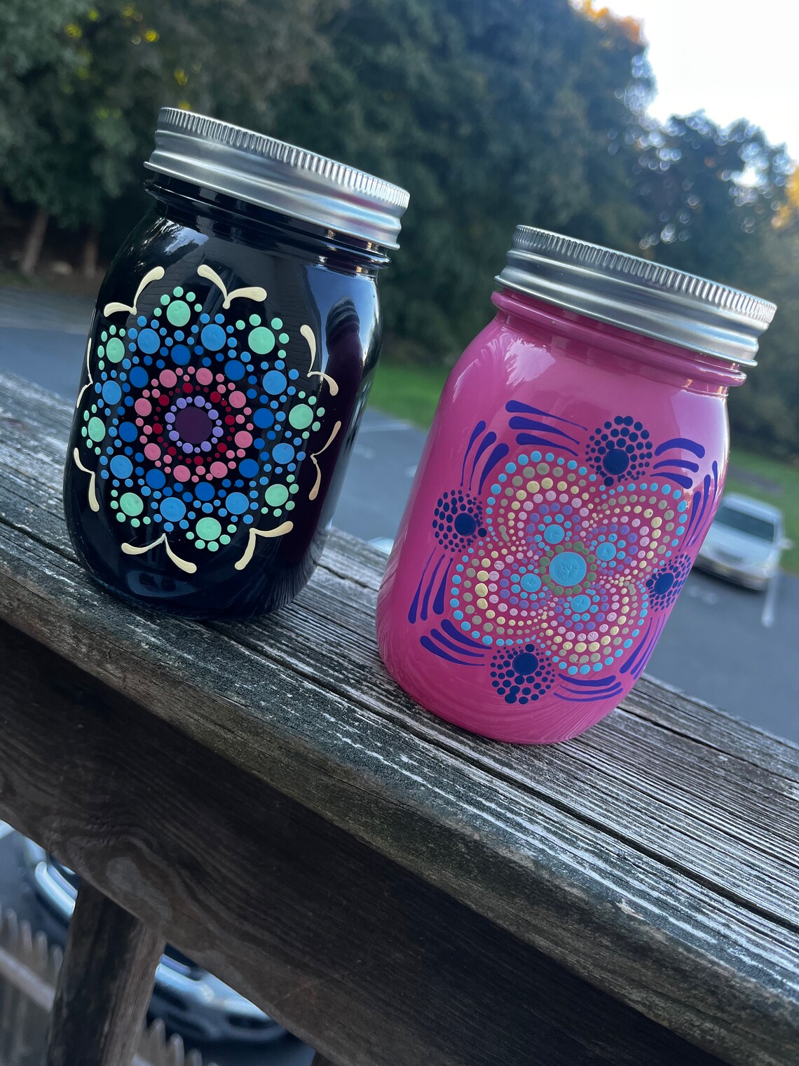 Customized Mandala Acrylic Painted Mason Jars With 2" Succulent - Etsy