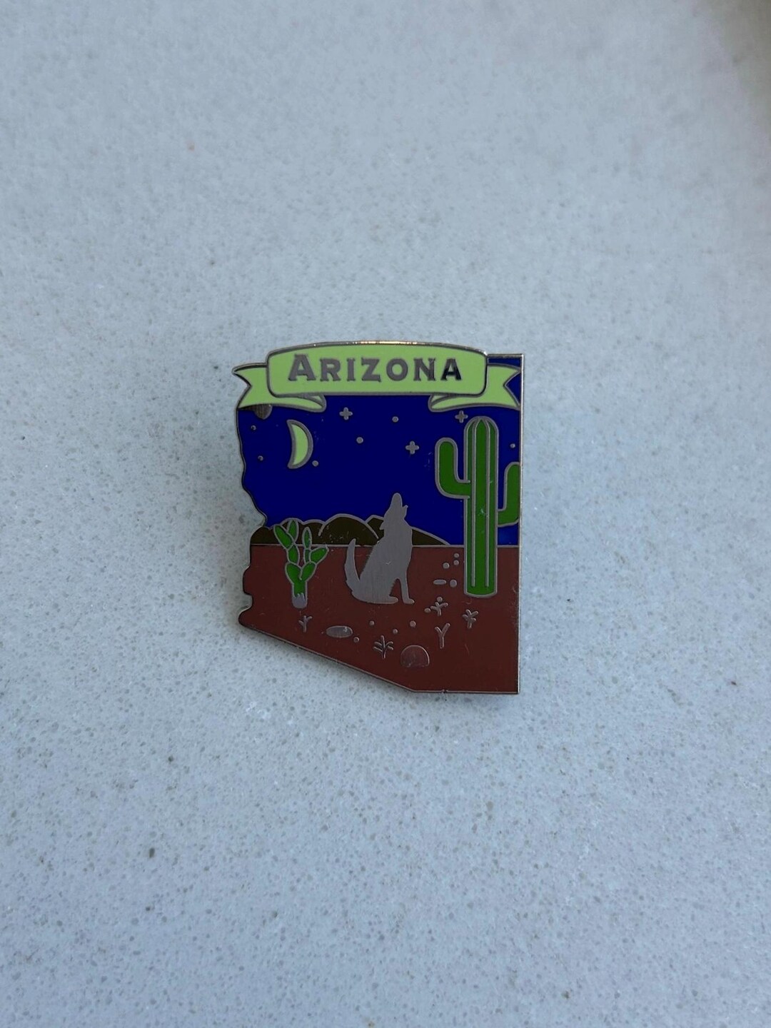 Arizona Desert Coyote Cactus State Souvenir Enamel/lapel Pin - Etsy