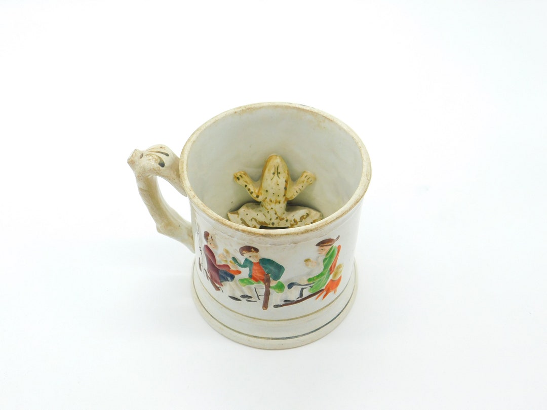 19th Century Staffordshire Ceramic Frog Mug Tankard Pub Tavern Scene ...