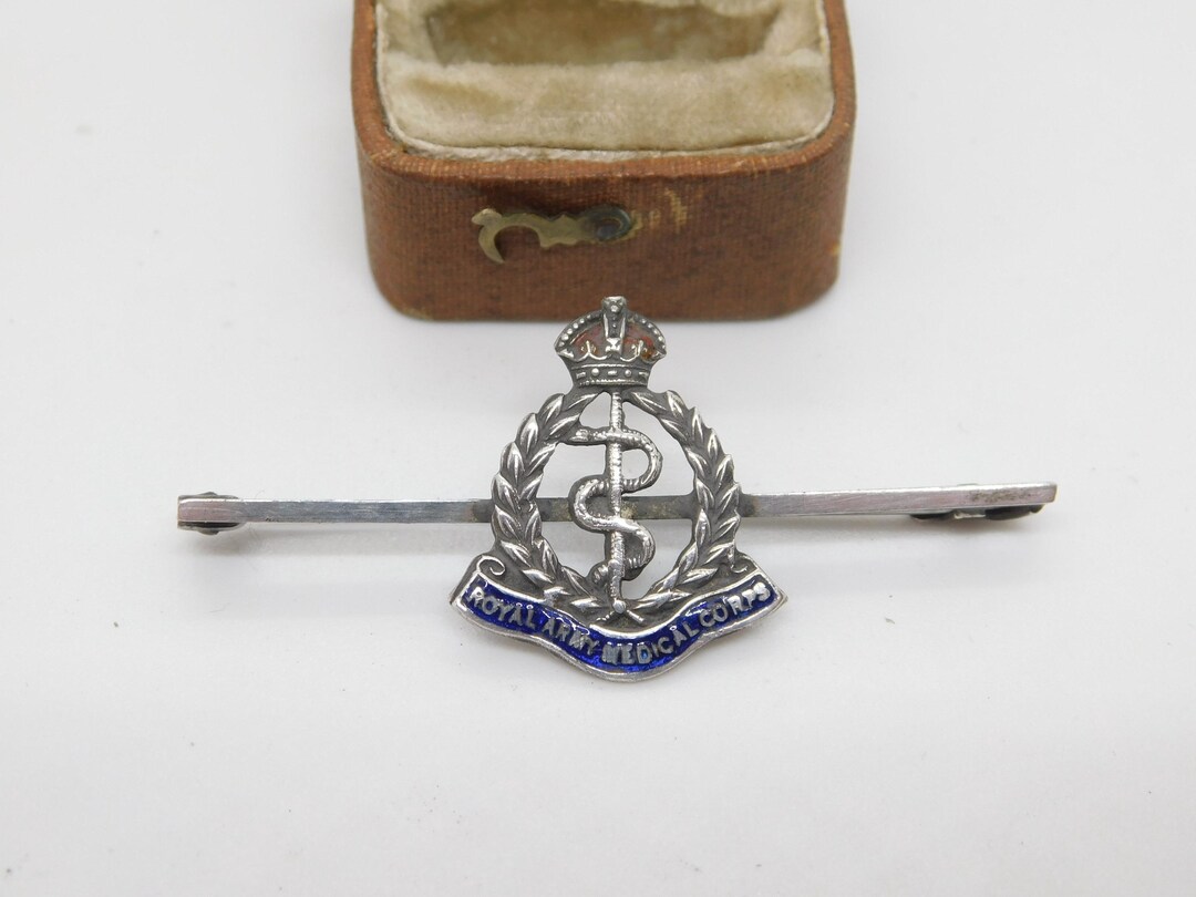 WWII Sterling Silver Enamel Royal Army Medical Corps Brooch TLM Antique ...