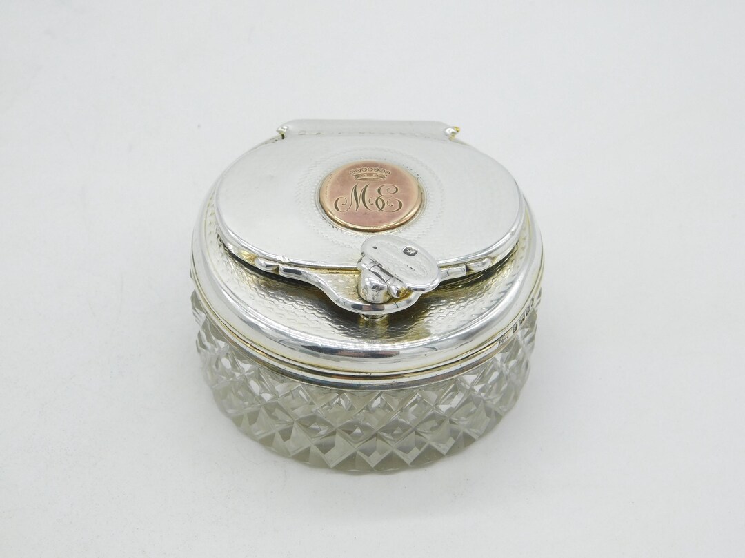 George IV Sterling Silver Cut Glass Powder Jar ;countess Vane; Antique ...