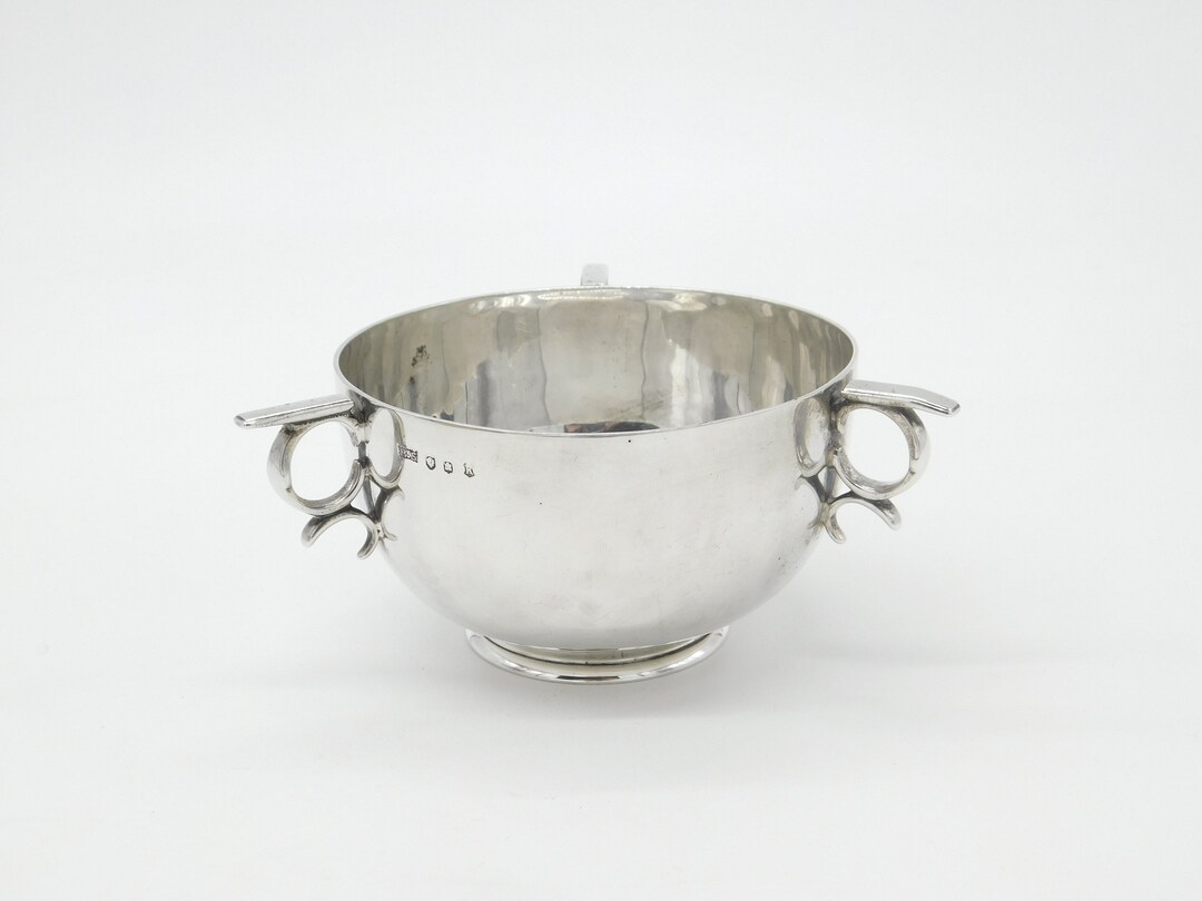 Scottish Sterling Silver Tyg Quaich Cup 1915 Edinburgh Antique Art Deco ...