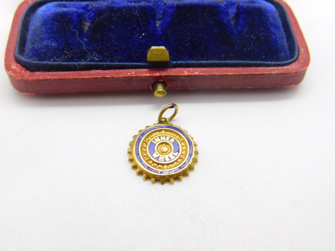 Inner Wheel Rotary Club Enamel & 9ct Gold Charm or Pendant Vintage ...