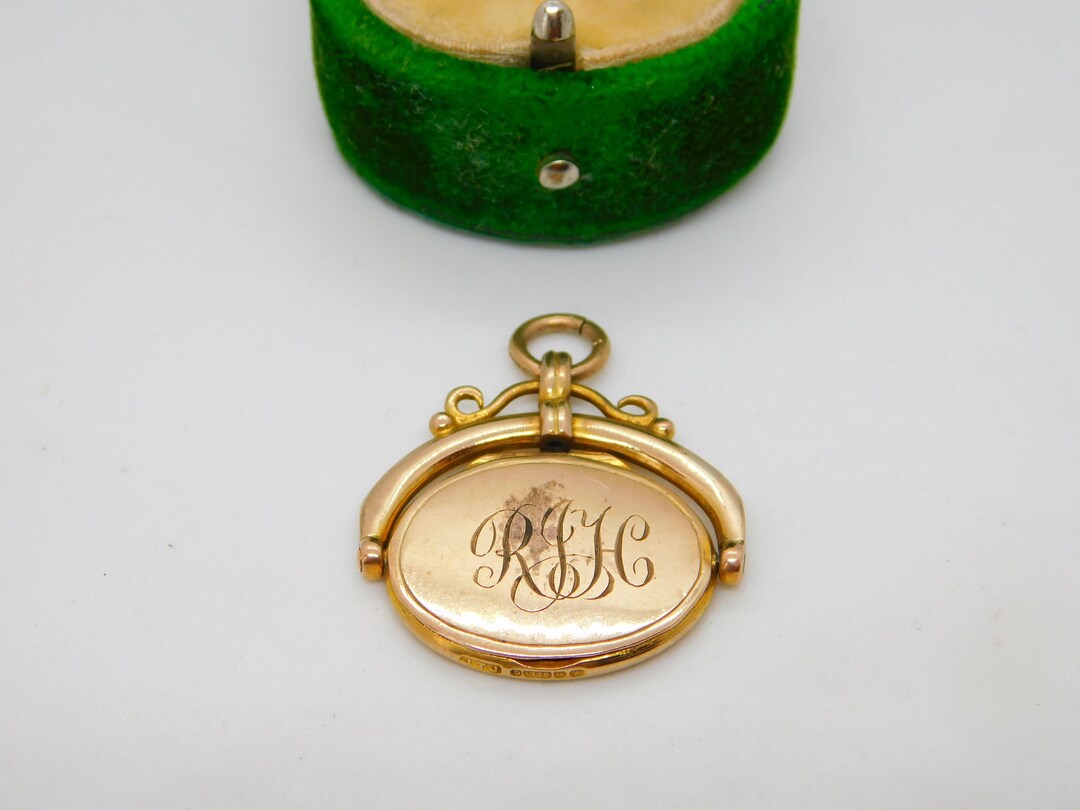 Victorian 9ct Yellow Gold Monogram Swivel Locket Pendant Antique 1871 ...