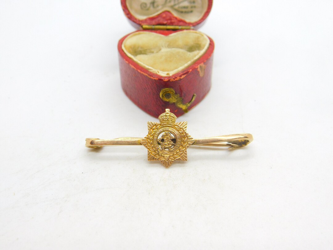 WWII 9ct Yellow Gold Military Sweetheart Brooch Antique C1945 Army ...