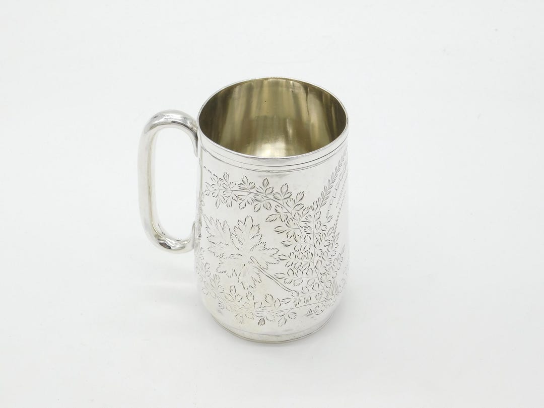 Victorian Sterling Silver Fern Pattern Christening Mug 1858 Exeter ...