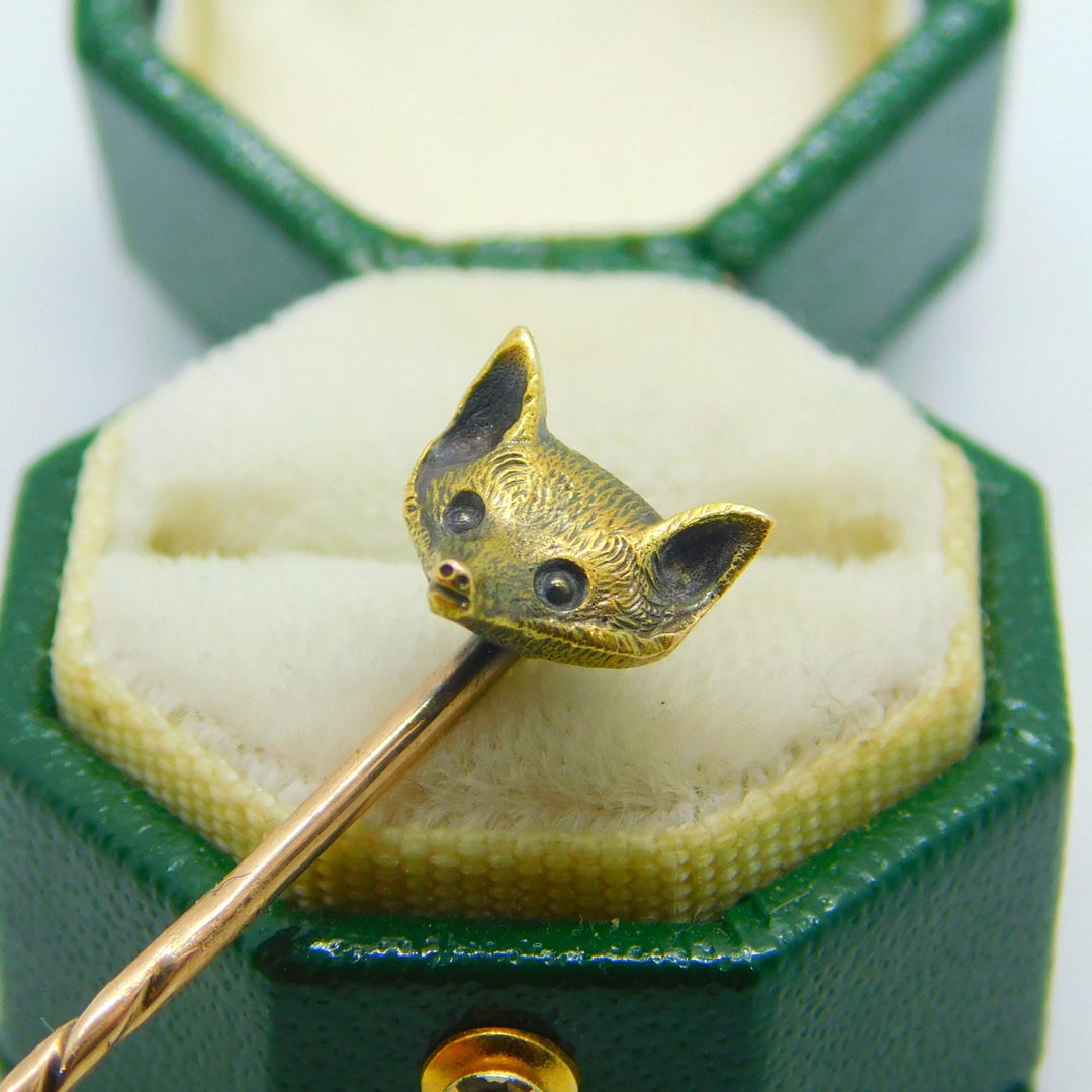 Victorian 18ct Yellow Gold Fox Mask Hunting Interest Stick Pin Antique ...