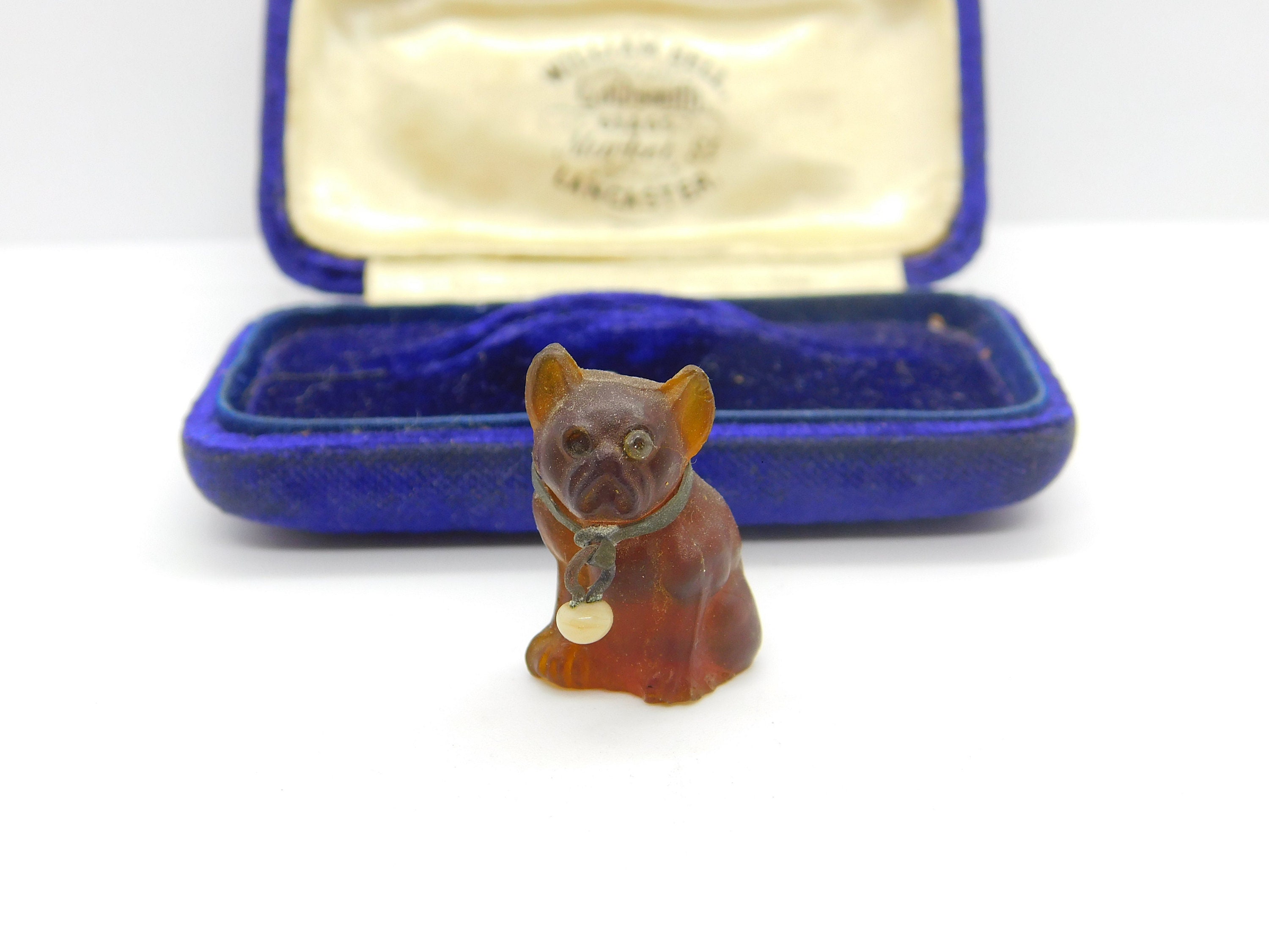 Czechoslovakian Amber Glass Pug Dog Cracker Charm or Keepsake Antique ...