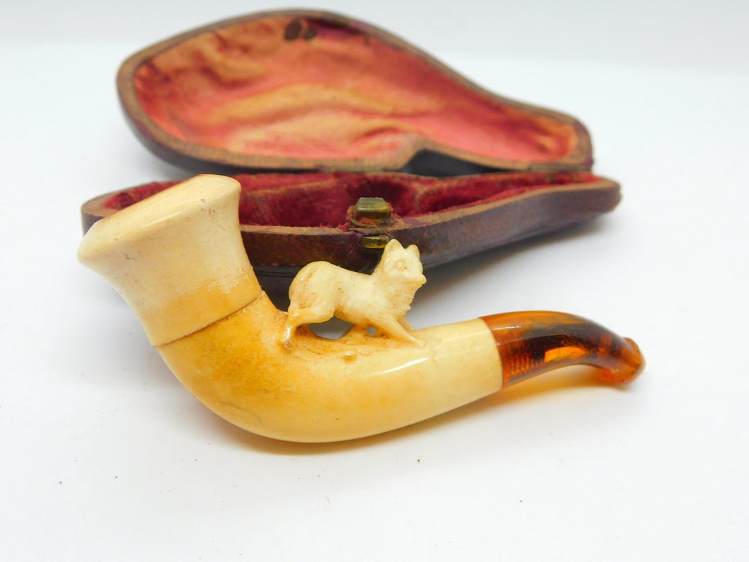 Victorian Cased Meerschaum Block Amber Novelty Fox Pipe Antique C1860 ...
