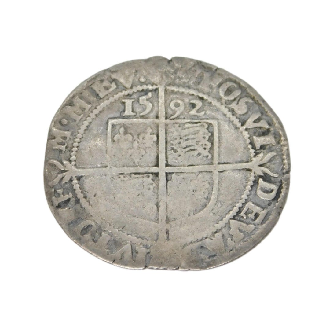 Early-hammered Elizabeth I Silver Sixpence Coin Antique 1592 Fair ...