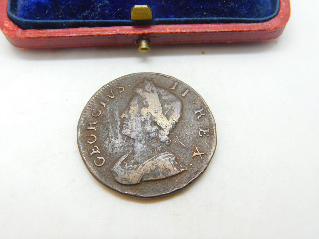 King George II Half Penny Coin 1734 Fine-very Fine Antique Early ...