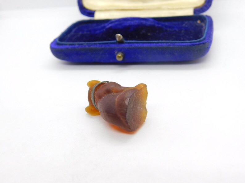 Czechoslovakian Amber Glass Pug Dog Cracker Charm or Keepsake Antique ...