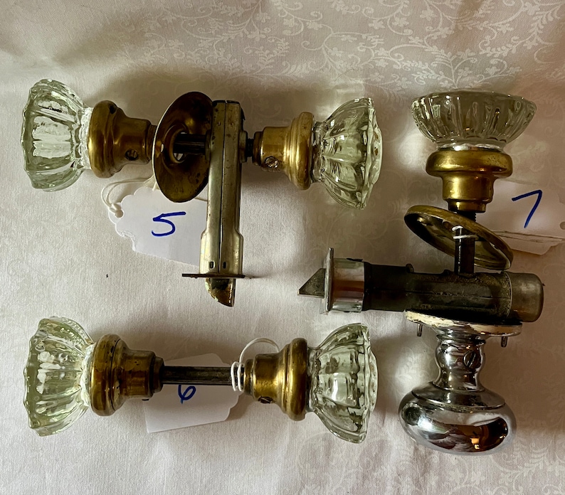 Choice of Mid-century Glass and Brass Door Knobs - Etsy