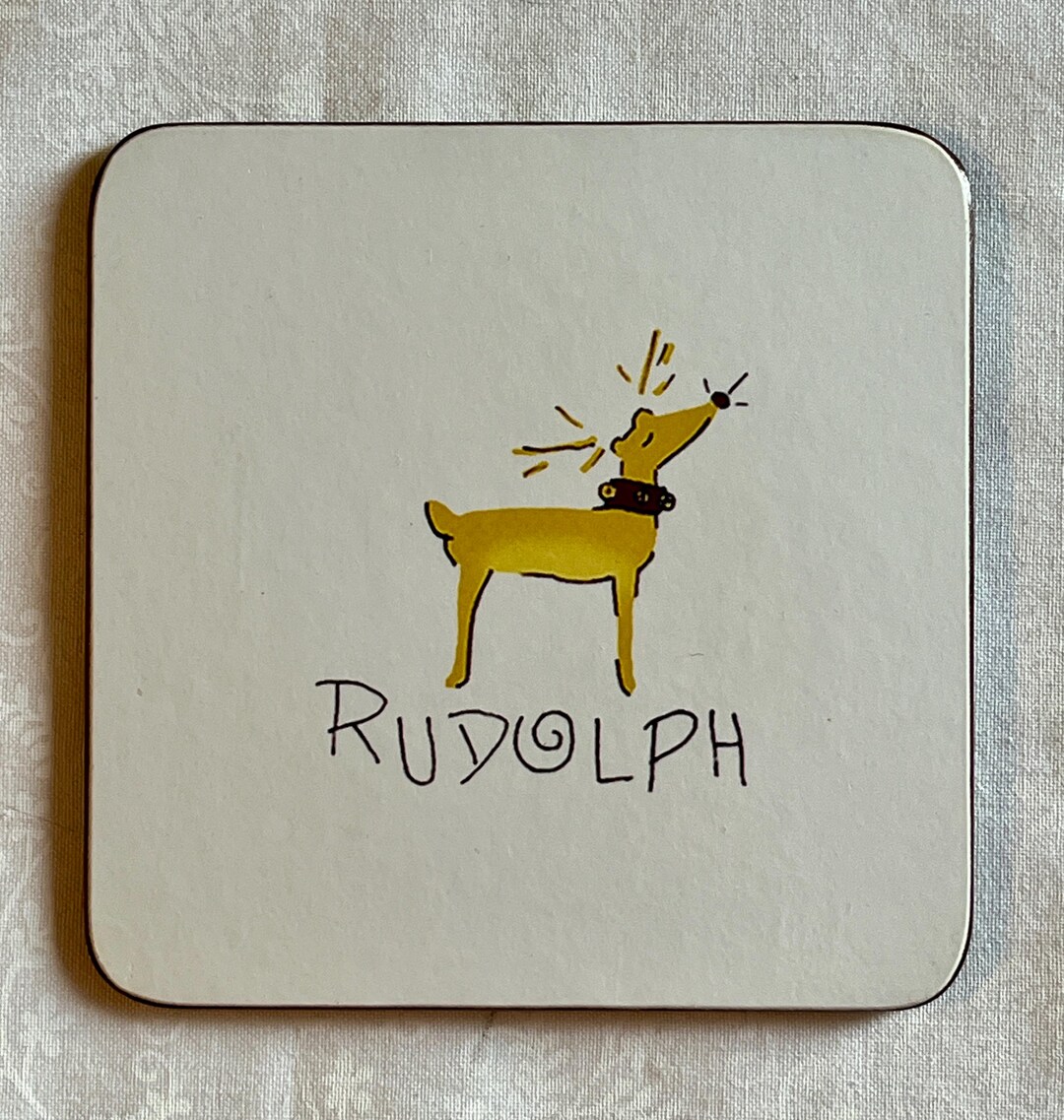 Rudolf and Reindeers Coasters 4x4 Set of 8. - Etsy