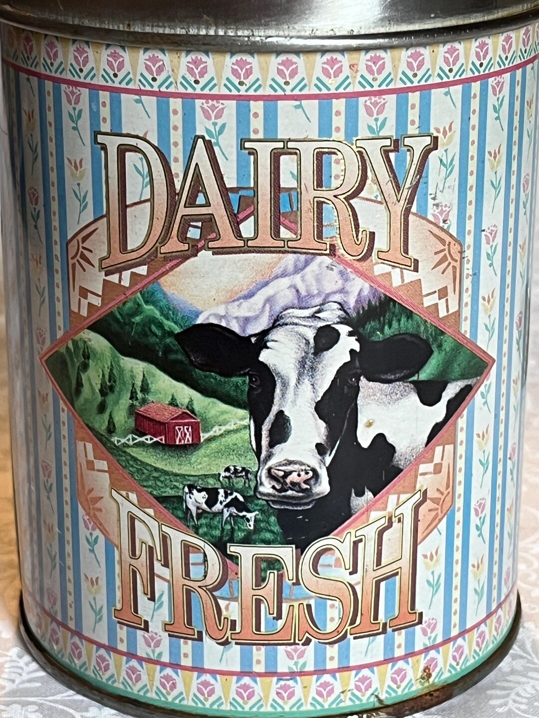 Mid-century “dairy Fresh” Milk Can With Cow Motif - Etsy