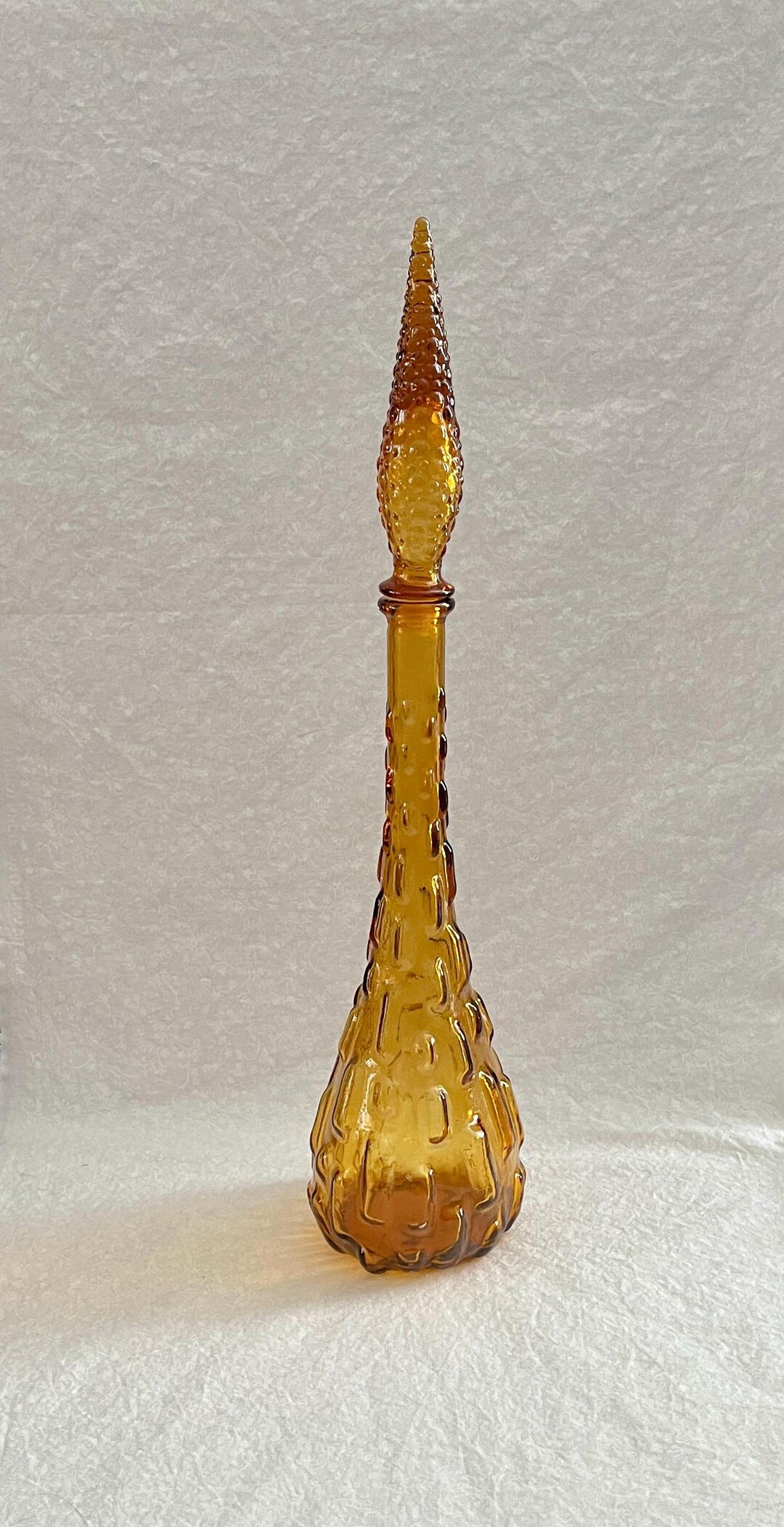 Italian Empoli Amber Glass Brick and Bubble Genie Bottle Decanter 22 ...