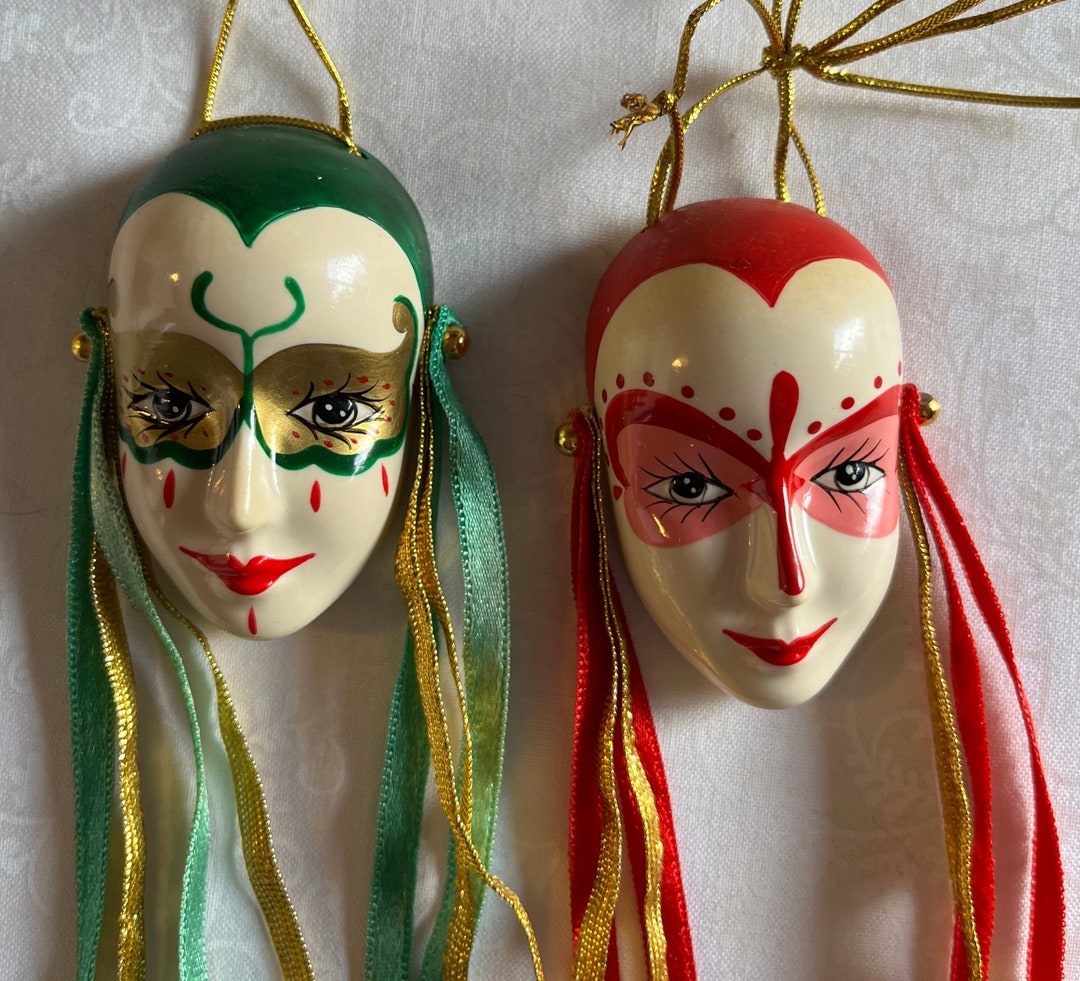 Tiny Mardi Gras Hanging Face Masks 2 - Etsy