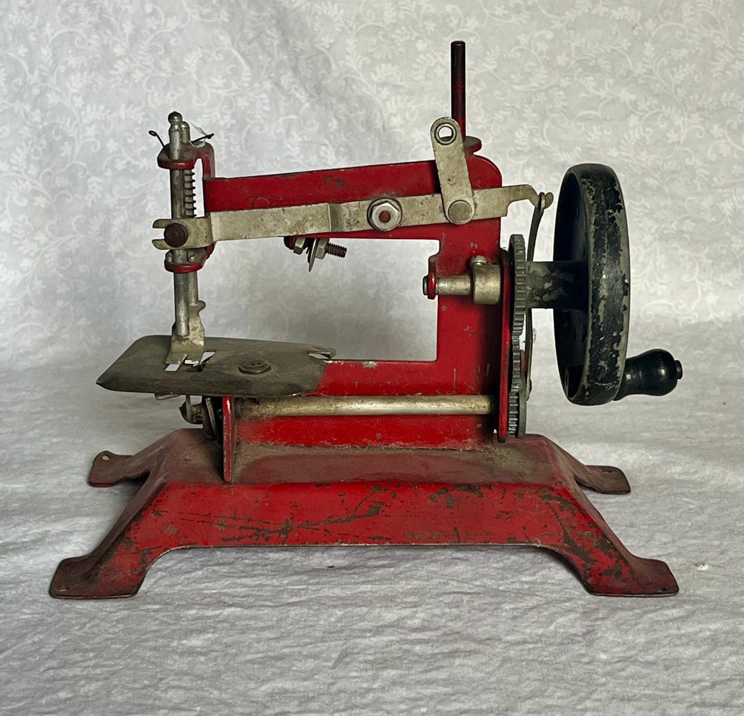 Antique Metal Miniature Sewing Machine Toy With Gear Driven Crank - Etsy