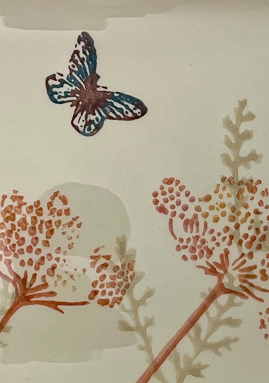 Papart Seramik Ceramic Rectangular Platter W/butterfly Hand Painted in ...