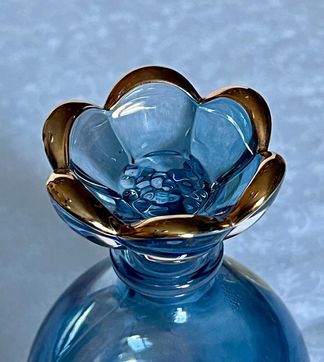 Italian Lead Crystal Art Glass 5 Perfume Bottle Cobalt Blue W/floral ...