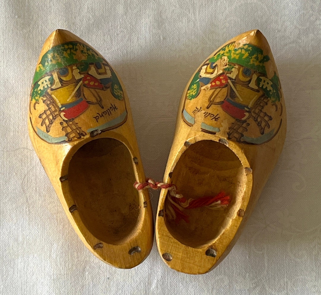 Vintage Dutch Miniature Wooden Clogs - Etsy