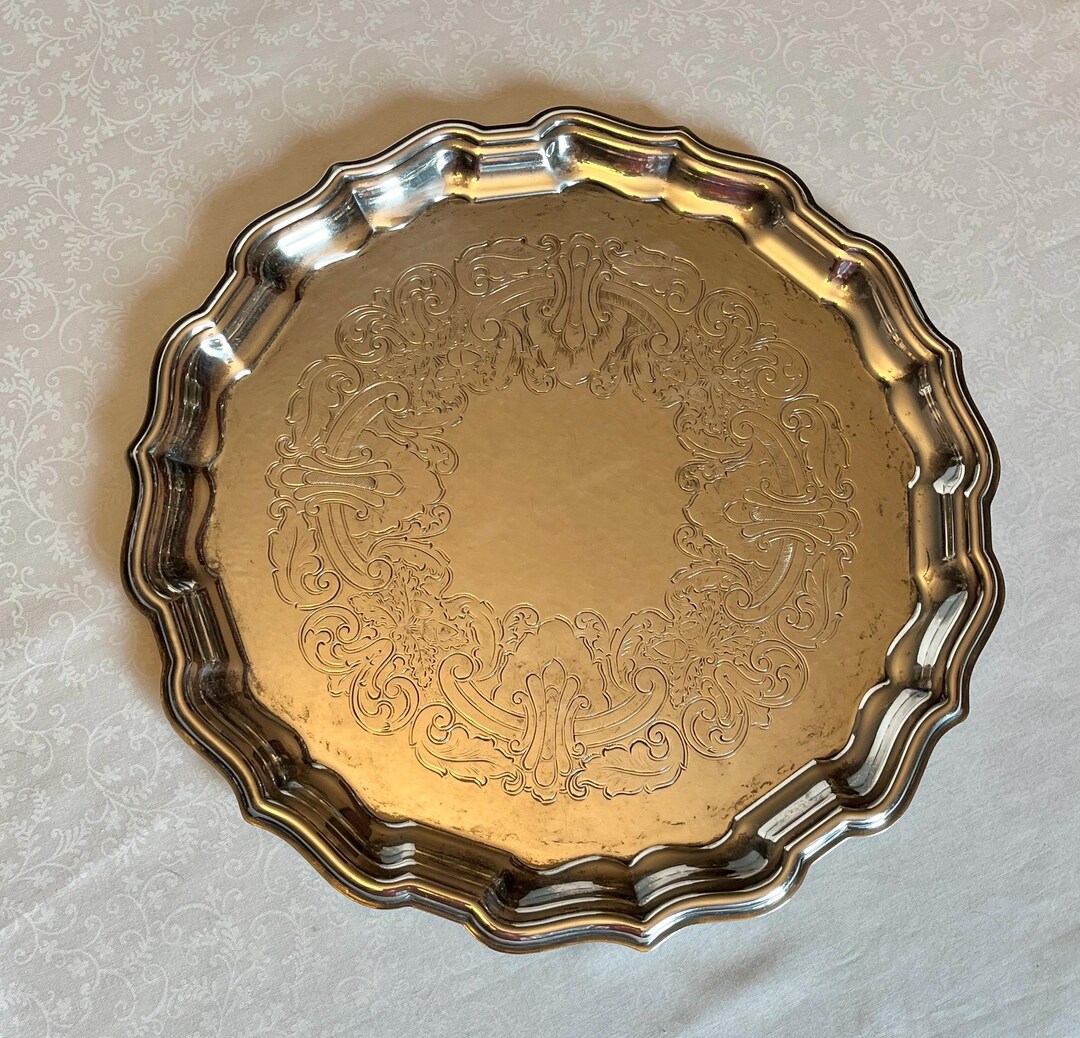 Primrose Plate EP Brass 1051 12 Round Silver Plate Tray - Etsy