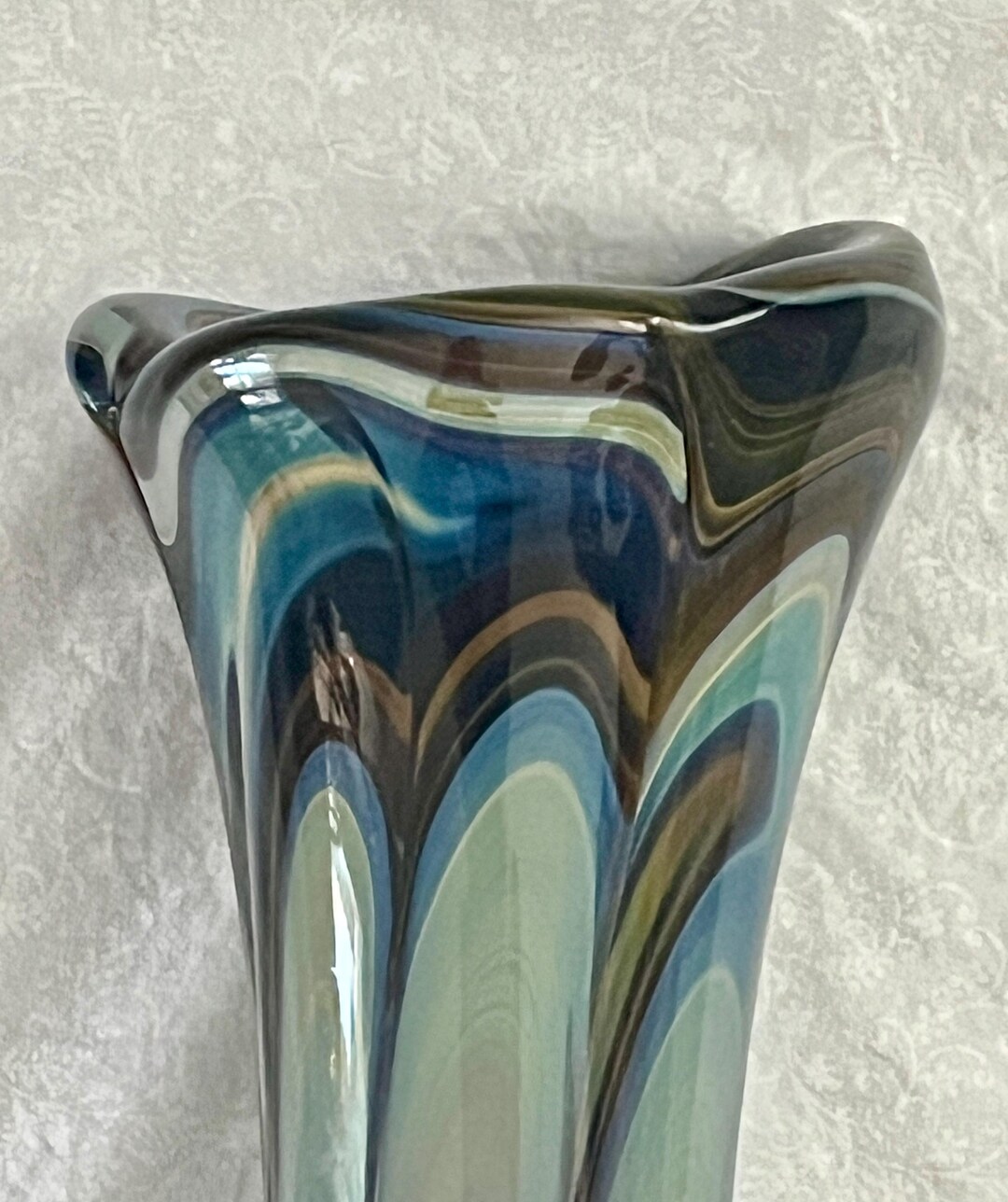Phoenician Hebron Handmade Blown Art Glass Vase Flared Rim Swirl Design ...