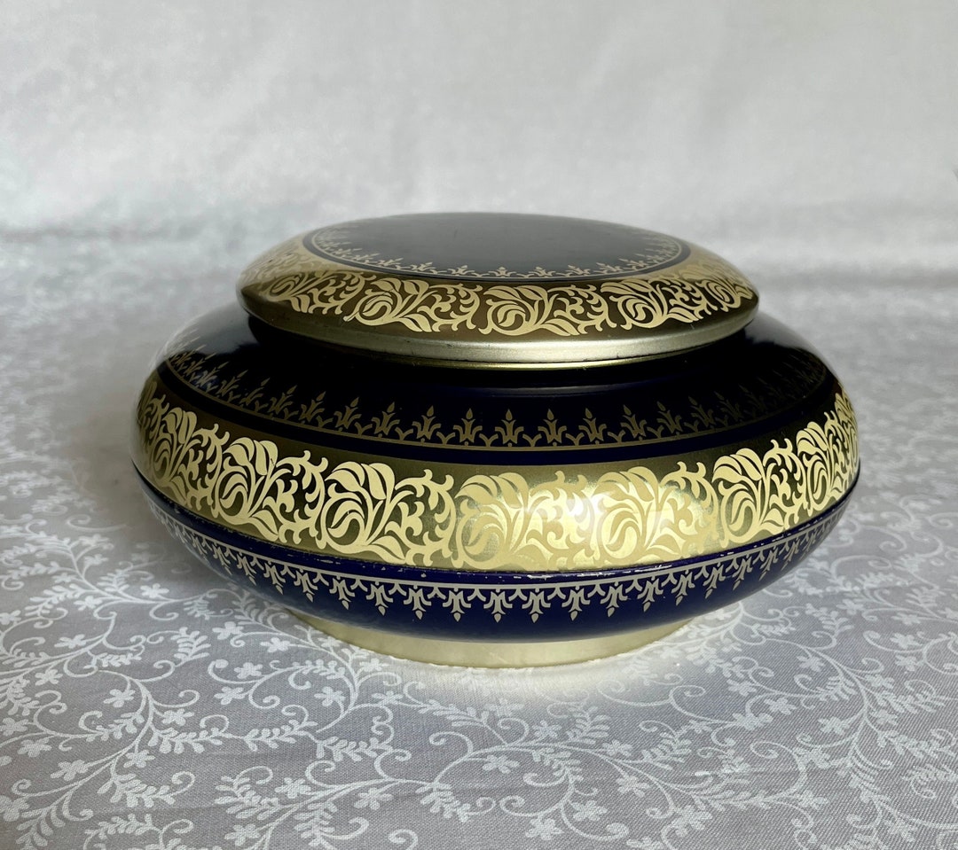 Vintage Tchibo Coffee Cobalt/gold Round Tin - Etsy