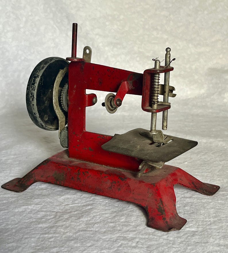 Antique Metal Miniature Sewing Machine Toy With Gear Driven Crank - Etsy