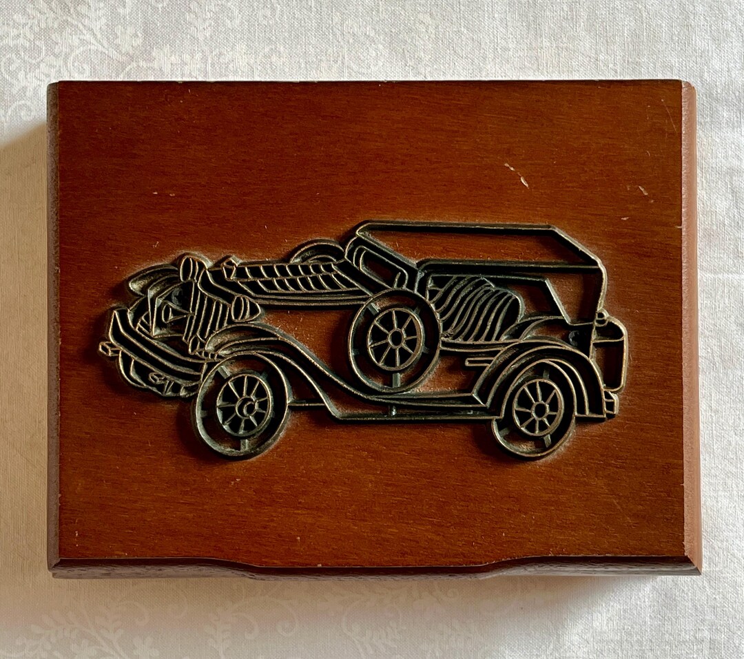 Raised Brass Classic Car Wooden Box Playing Card Holder - Etsy