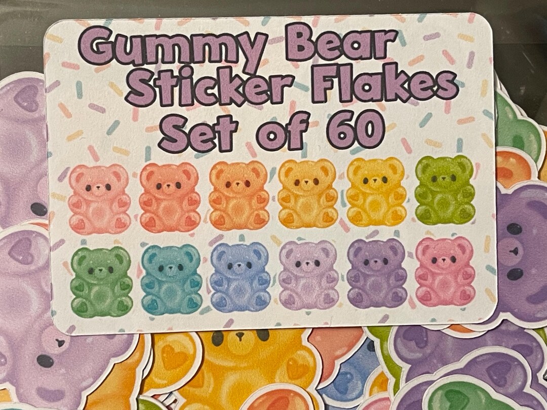 Gummy Bear 1” Sticker Flakes Pack, Set of 60 - Etsy