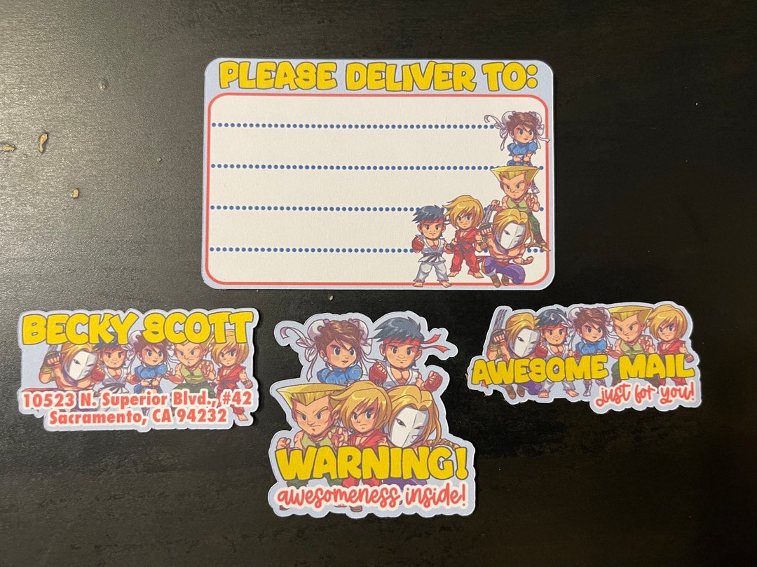 Chibi Game Fighters Theme Mail Sticker Set! Includes Address Labels ...