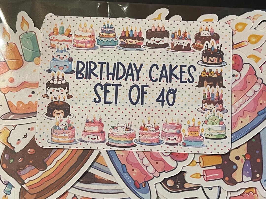 Birthday Cake 1.5" Sticker Flakes! Set of 40 - Etsy