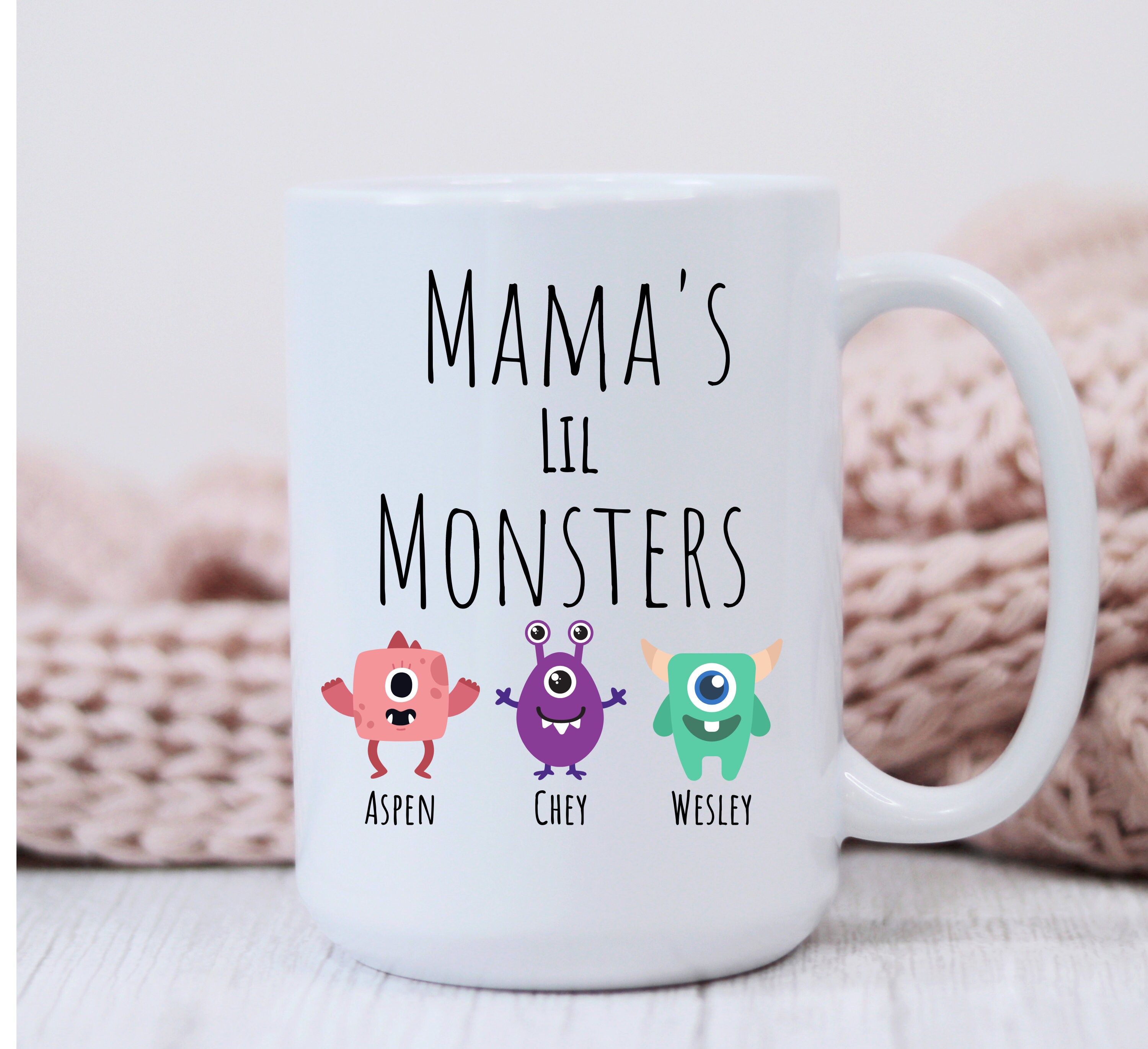 Mommy's Little Monsters Mug-personalized Gift for Mom-funny Mom Coffee ...