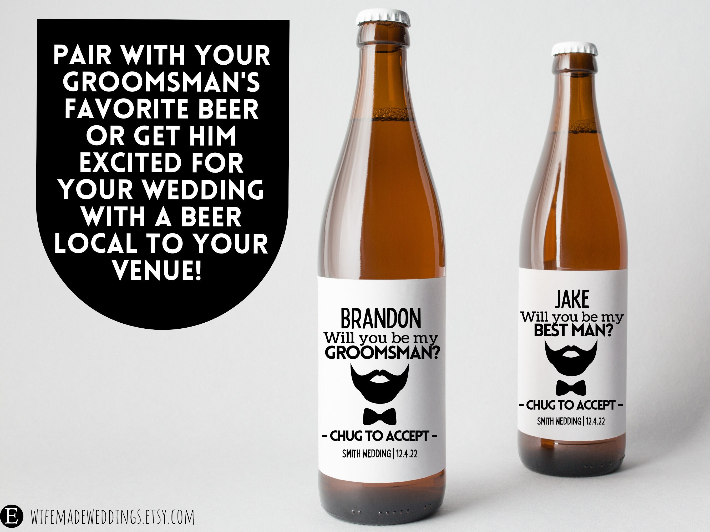 Groomsmen Proposal Beer Bottle Label TEMPLATE - Personalize for Wedding ...