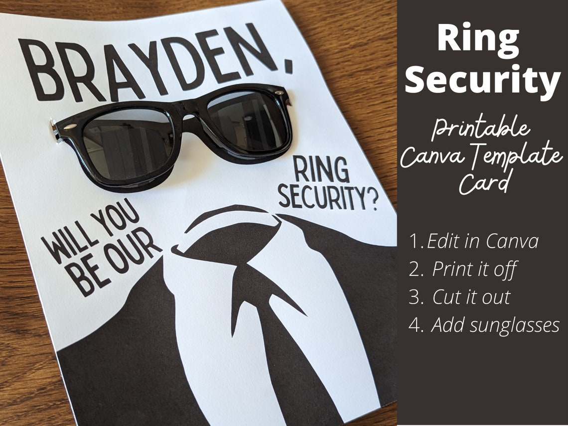 Ring Security Card: Sunglasses Proposal, Canva Template (printable) - Etsy
