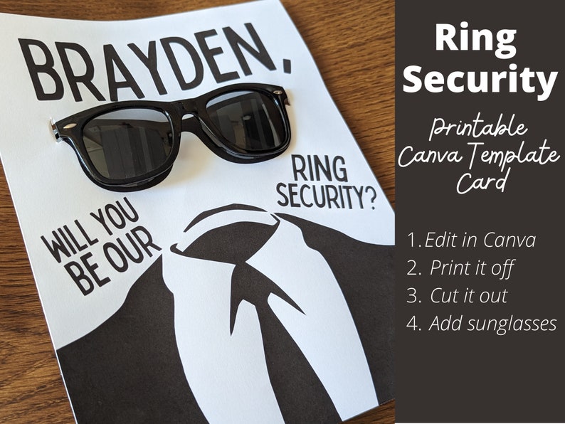 Ring Security Card: Sunglasses Proposal, Canva Template (printable) - Etsy