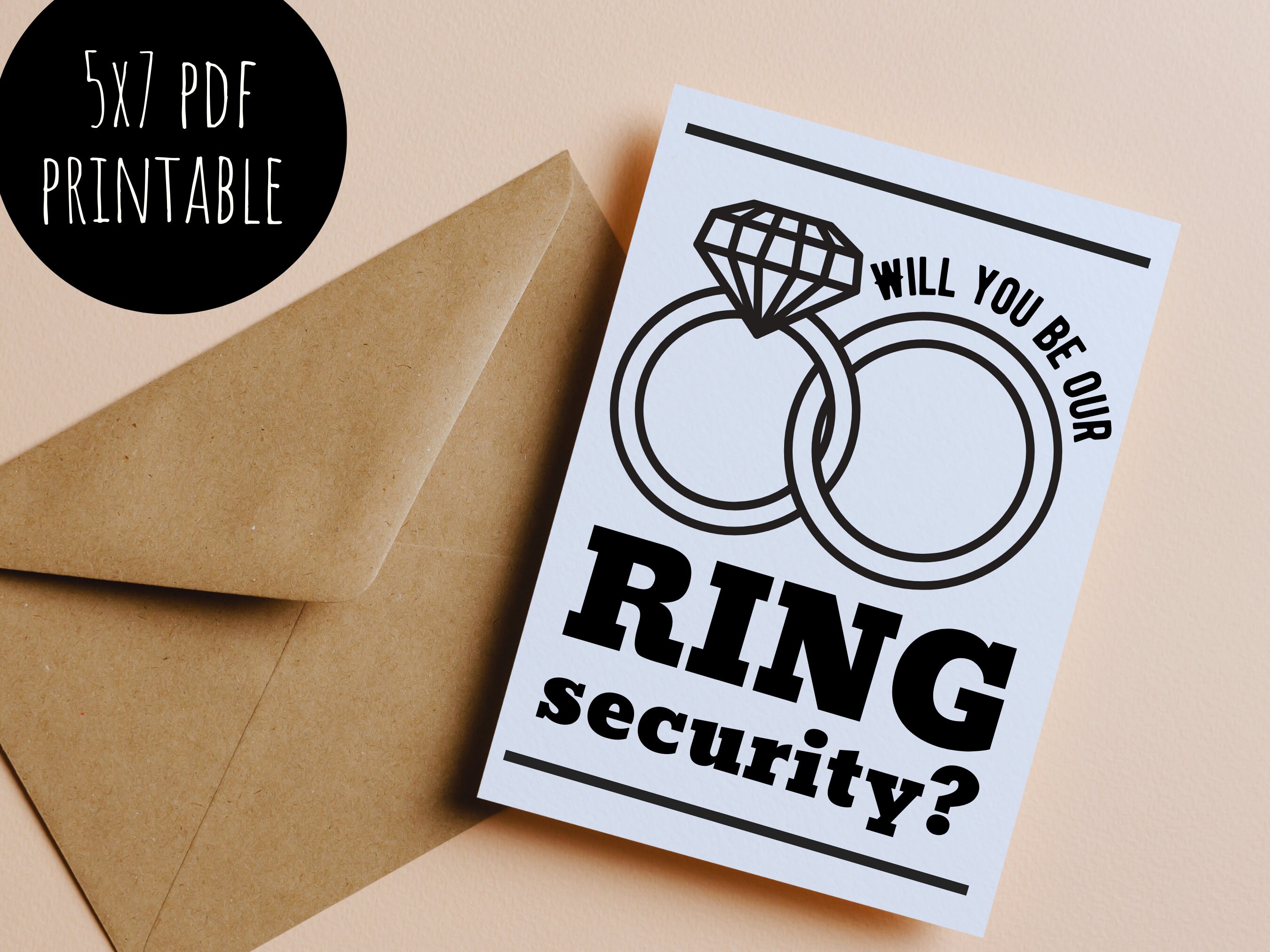 Wedding Ring Security Card Printable - Will You Be Our Ring Security ...