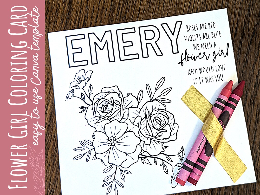 Flower Girl Proposal Coloring Card TEMPLATE - Etsy