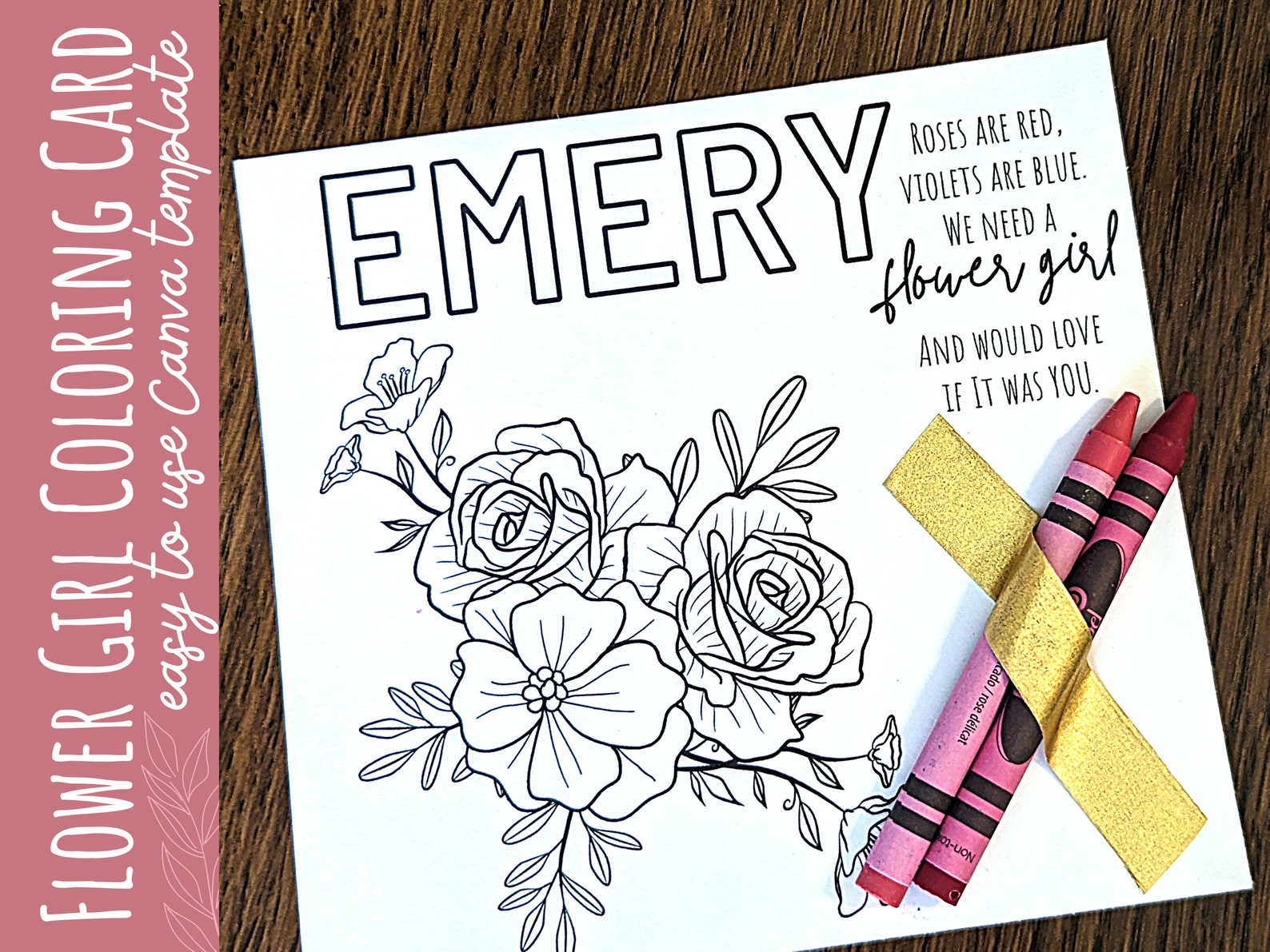 Flower Girl Proposal Coloring Card - TEMPLATE - Etsy