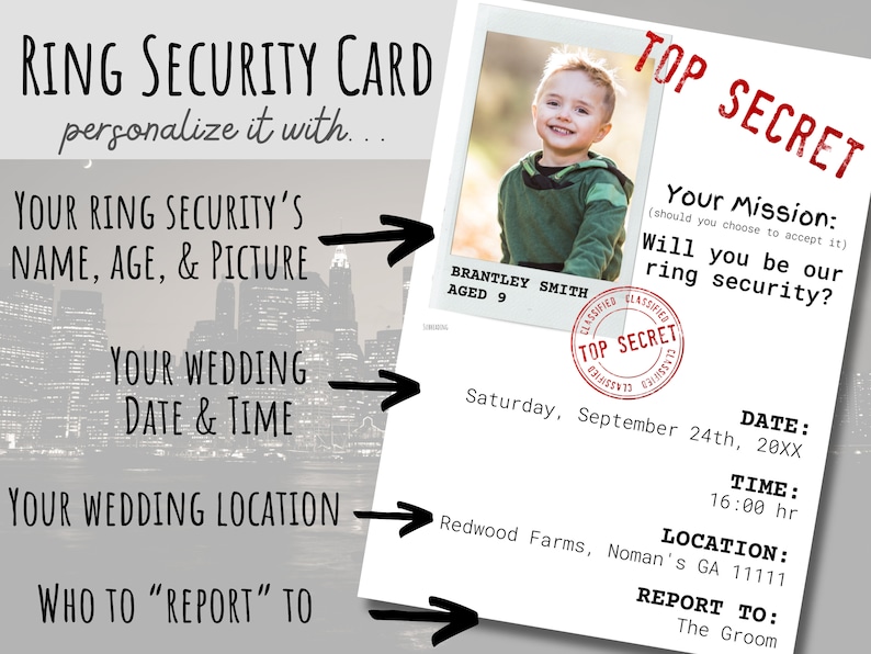 Ring Security Proposal Card Template for Canva - Ring Bearer Proposal - Etsy