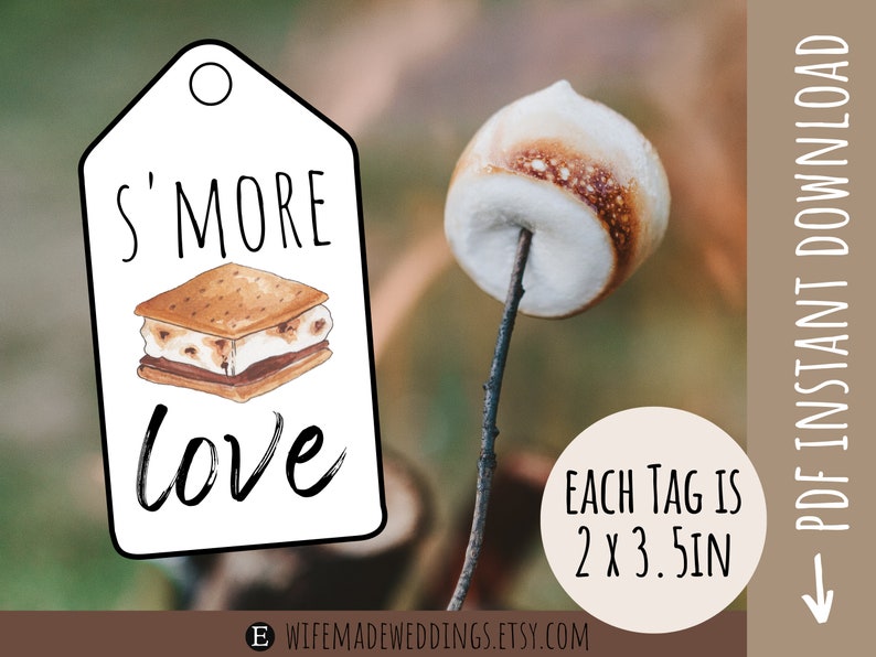 S'mores Gift Tags for Wedding Favors - Instant Download - Etsy