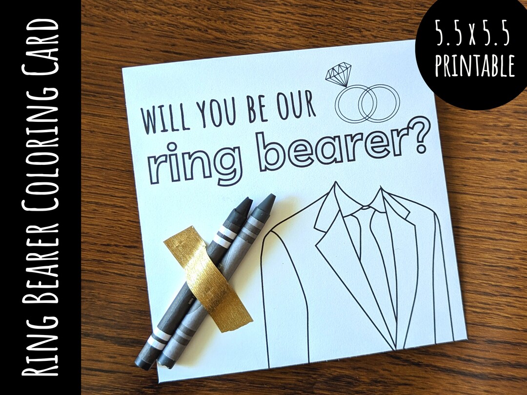 Ring Bearer Proposal Coloring Card Printable Instant - Etsy