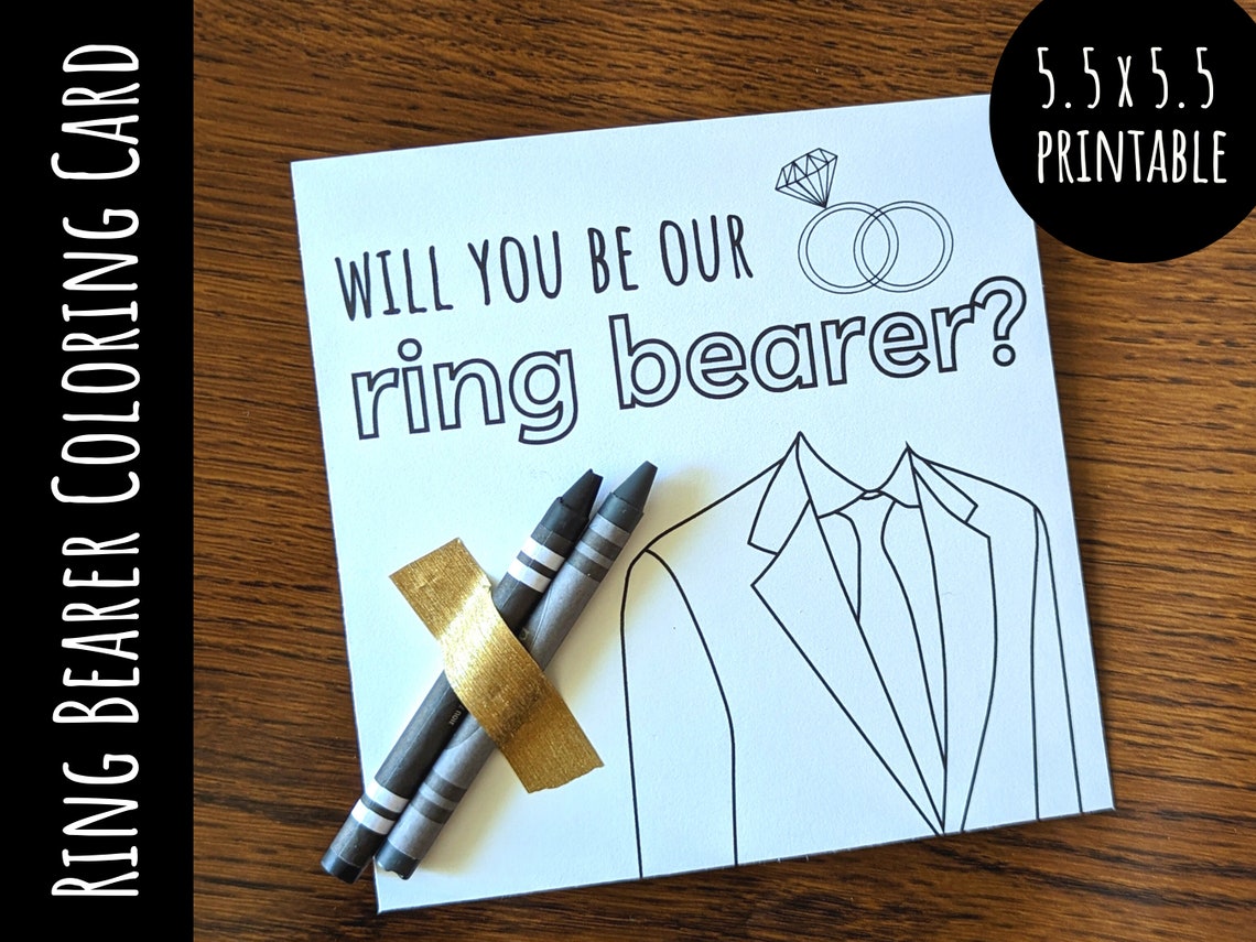 Ring Bearer Proposal Coloring Card: Wedding Party Request (PDF ...