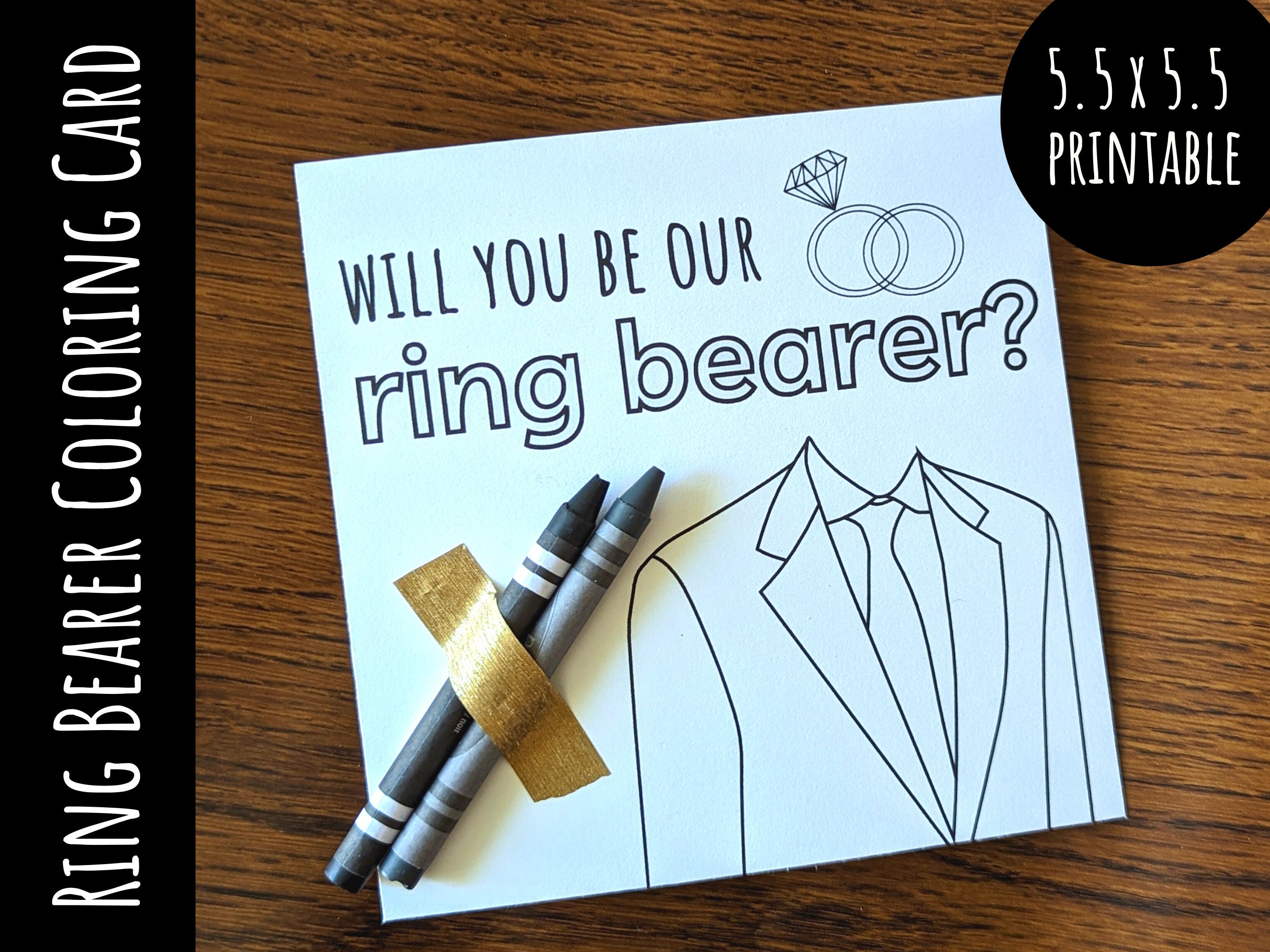 Ring Bearer Proposal Coloring Card: Wedding Party Request (PDF ...